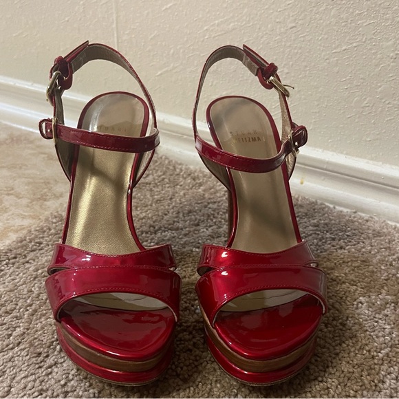 Stuart Weitzman | Shoes | Stuart Weitzman Red Patent Leather Sandal ...